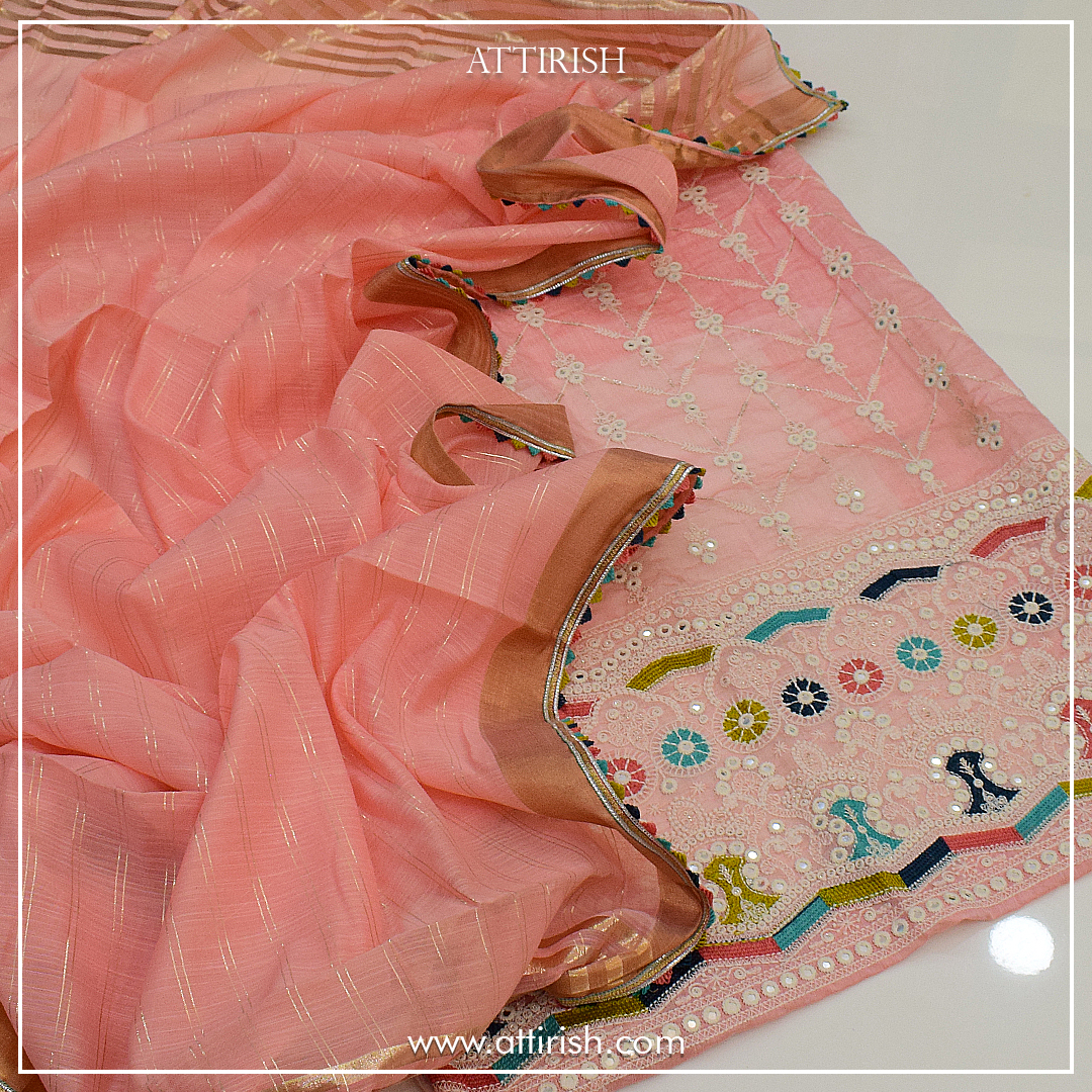 2 Pc Paper Cotton Multicolor Multi-thread Embroidery (9m/3m mirror work ...