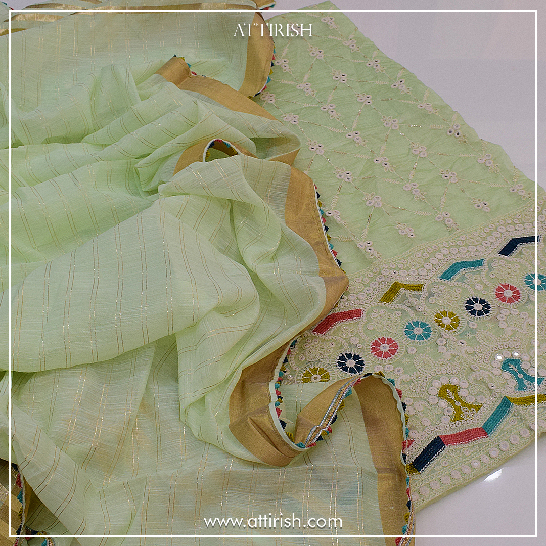 2 Pc Paper Cotton Multicolor Multi-thread Embroidery (9m/3m mirror work ...